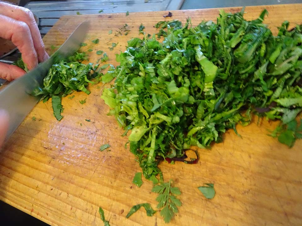 Chopping the weeds & leaves | SBA's Kitchen @ Home